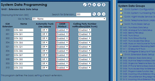 NEC Topaz - SMDR/CDR call logging & accounting